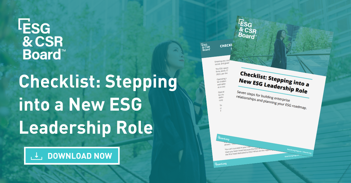 Checklist: Stepping into a New ESG Leadership Role